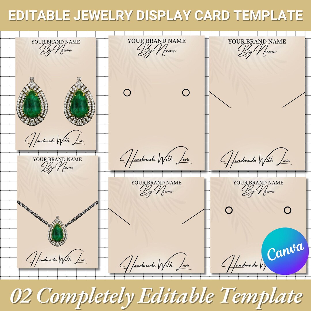 Jewelry Display Card Template editable Printable Canva Template jewelry ...