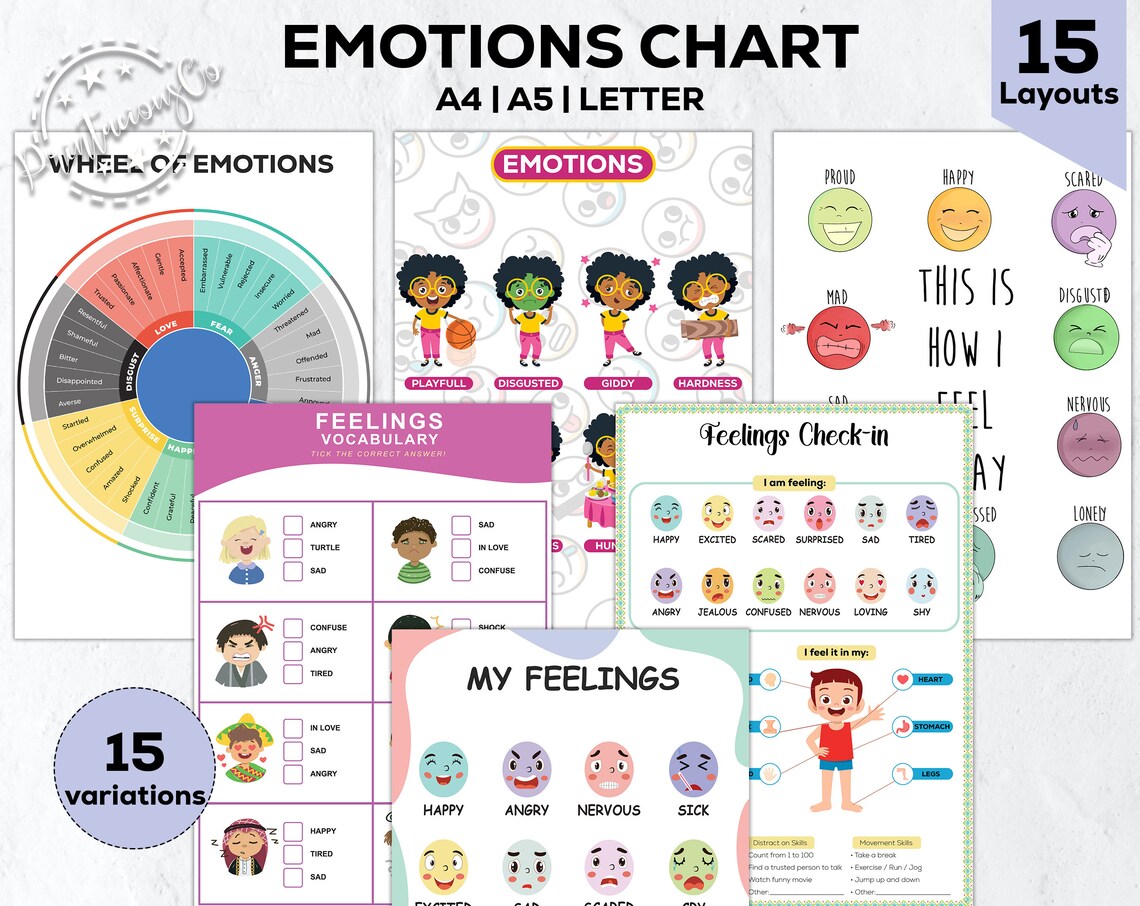 Feelings Wheel Emotion Processing Worksheets Mental Health Printable ...