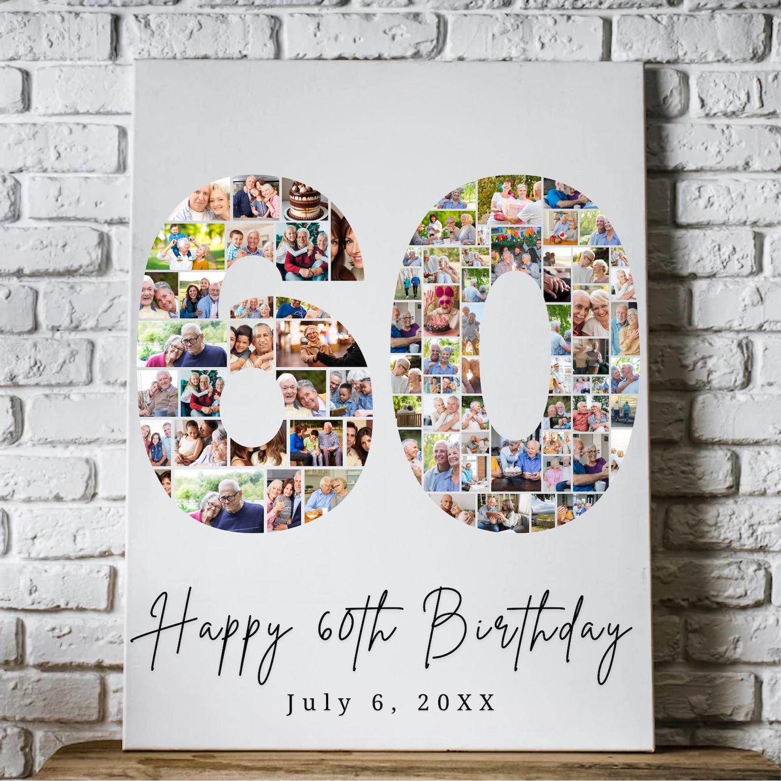 60th Birthday Photo Collage Template: Personalized Canva Gift (digital ...