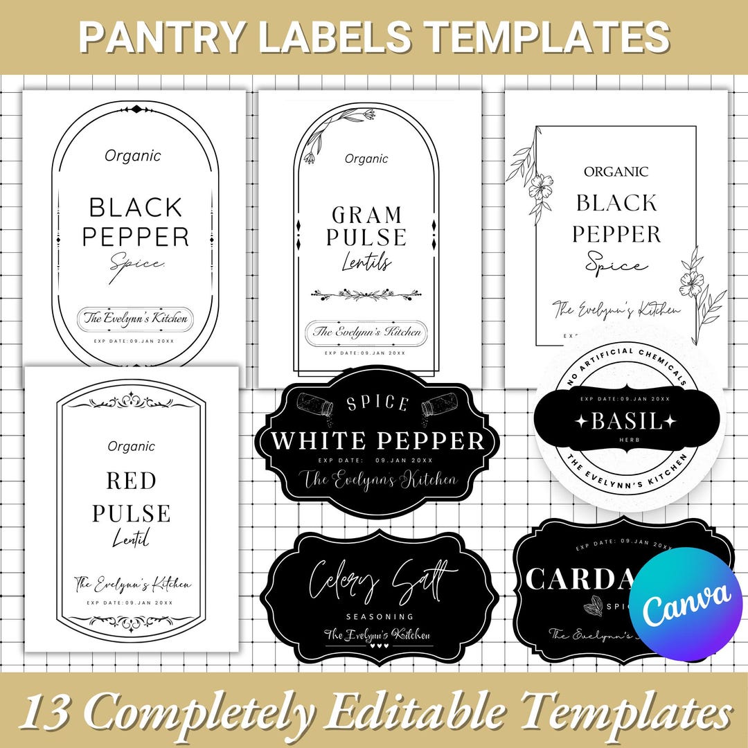 Customizable Pantry Labels | Pantry Labels Organisation | Canva ...