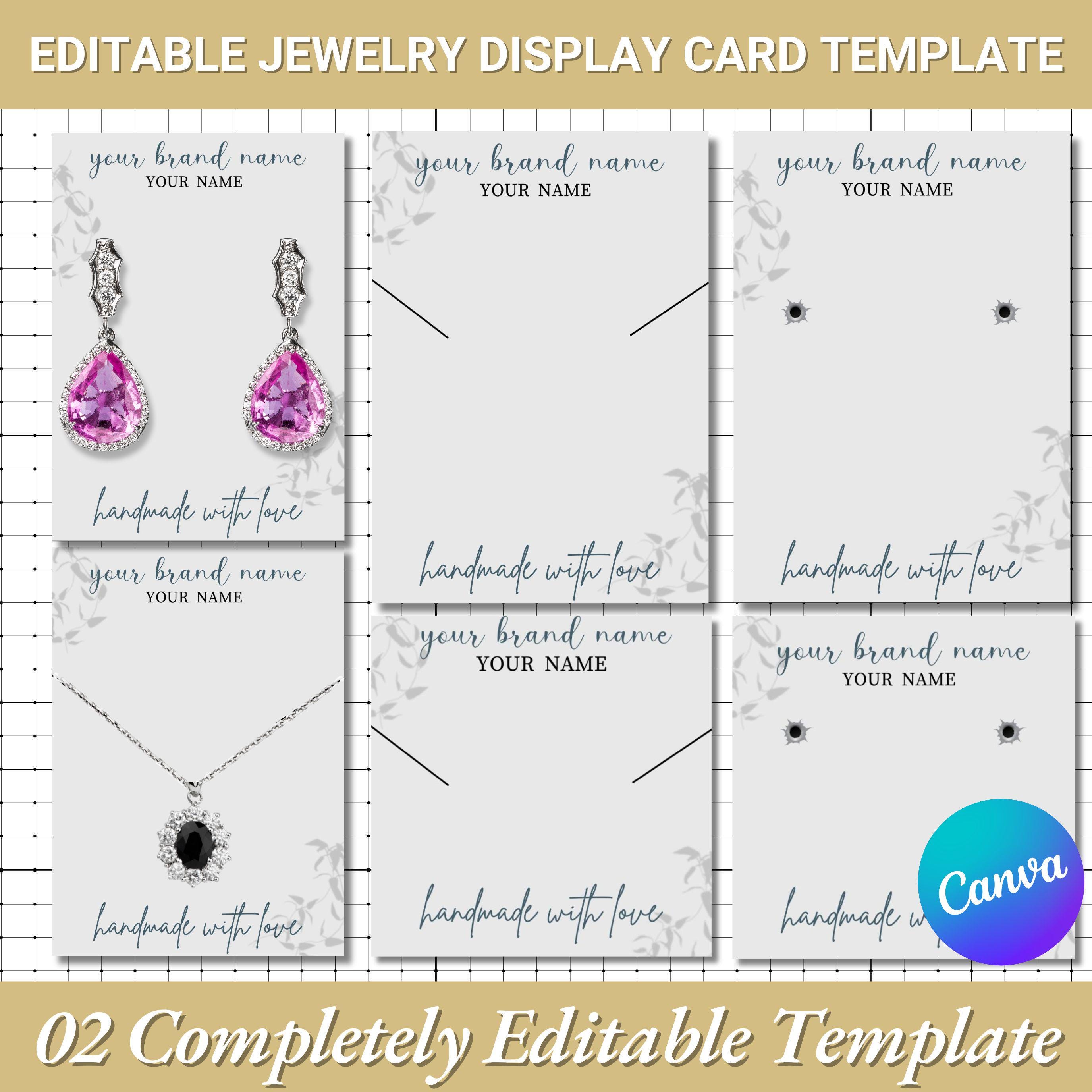 Editable Jewelry Display Card Template: DIY Branding (canva) - Etsy