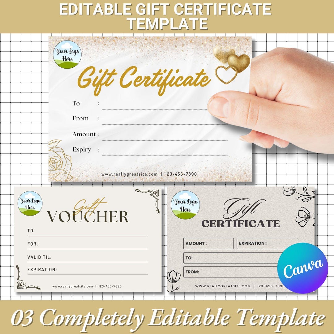 Editable Gift Certificate Template: Printable Canva Voucher (digital ...