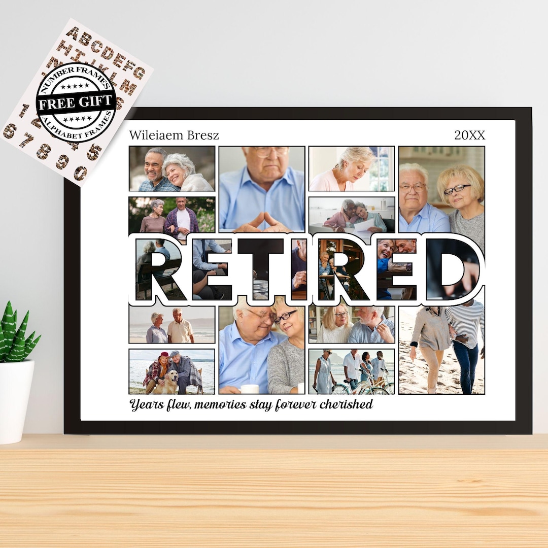 Retired Photo Collage Template |editable + Printable Canva Template ...