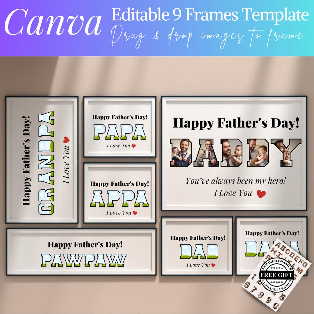 Daddy Canva Editable Frame Template | Papa Photo Frame | Daddy Photo ...