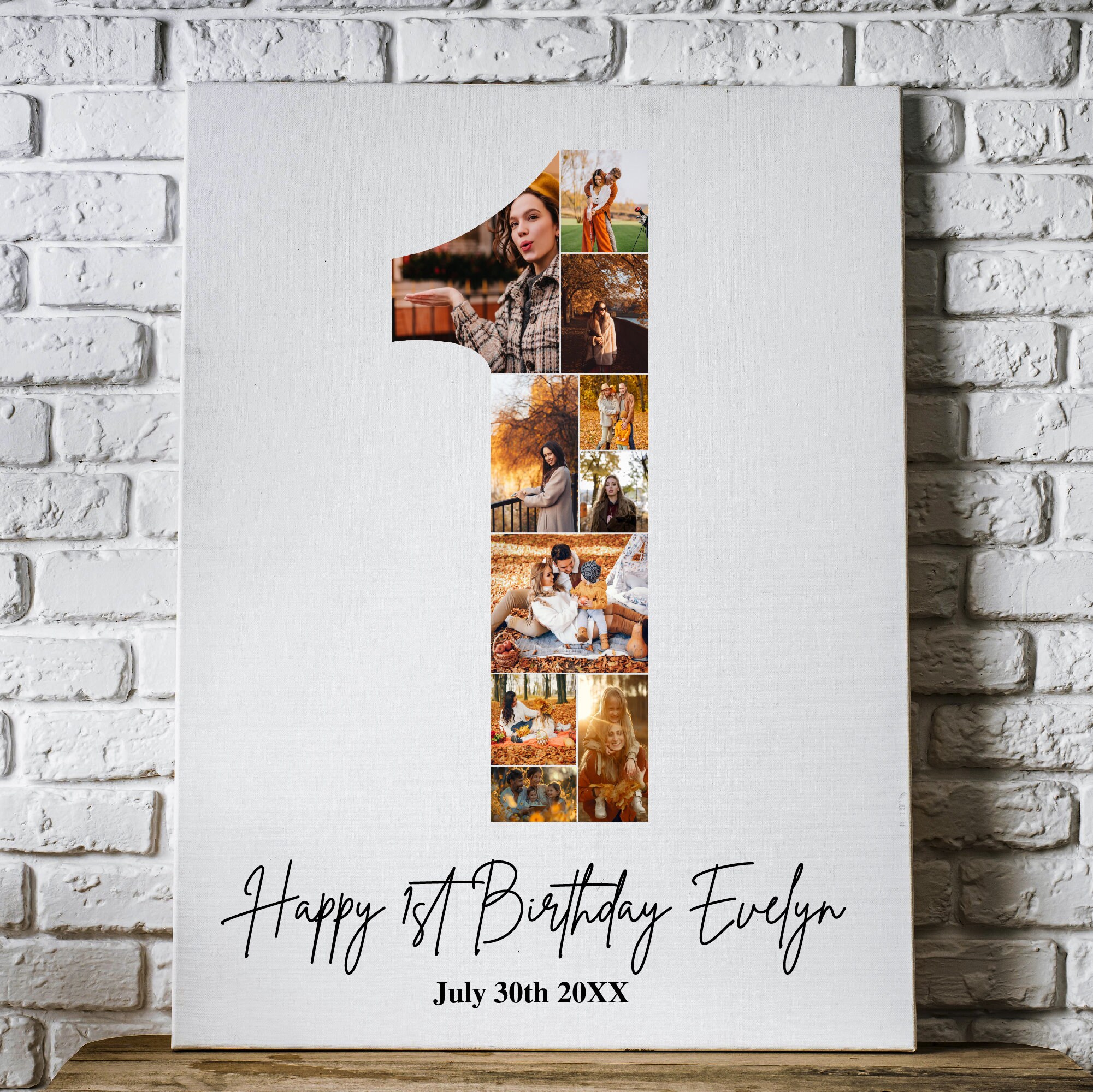 Customizable Birthday Number 1 Photo Collage Printable Canva Frames ...