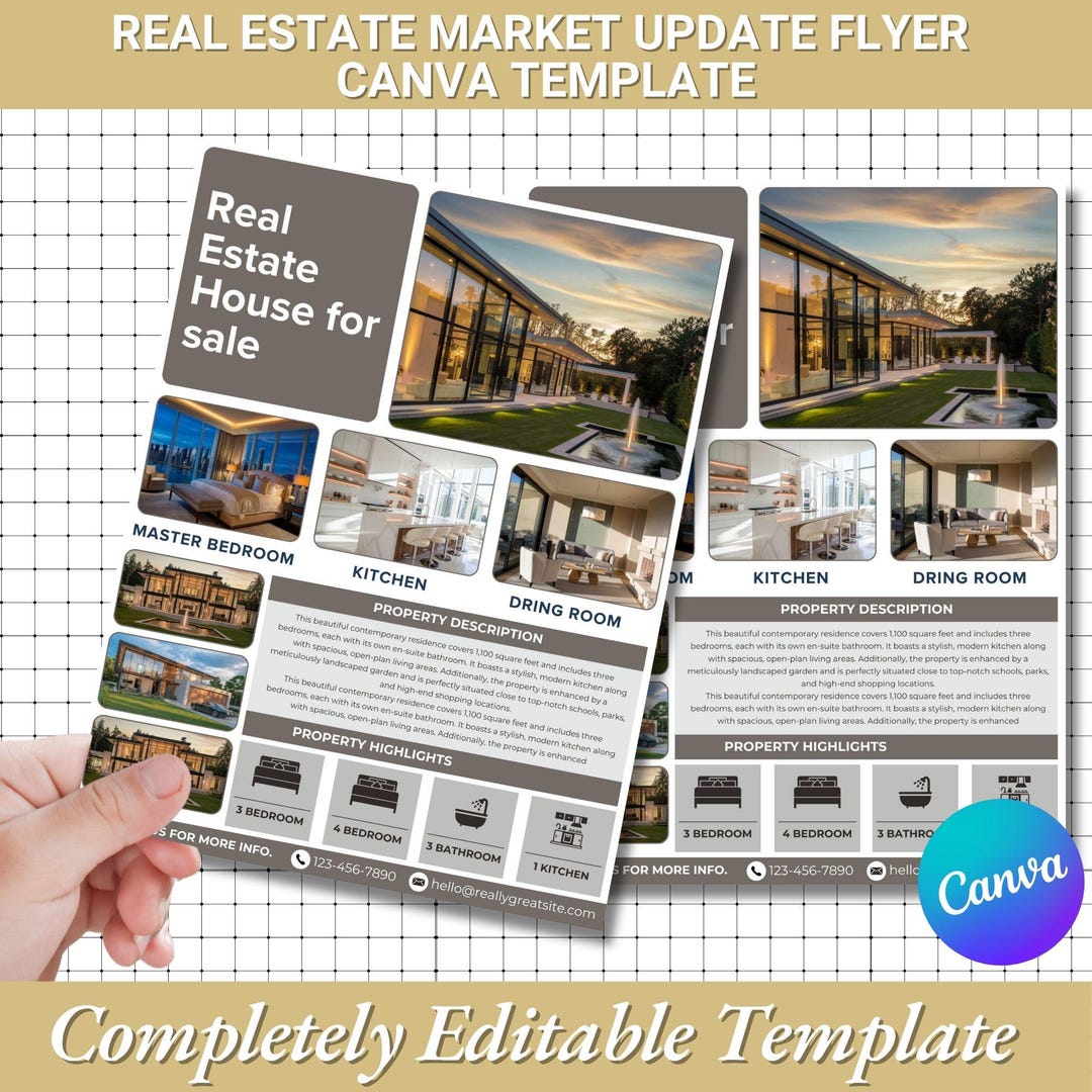Real Estate Market Update Flyer Template |editable + Printable Canva ...