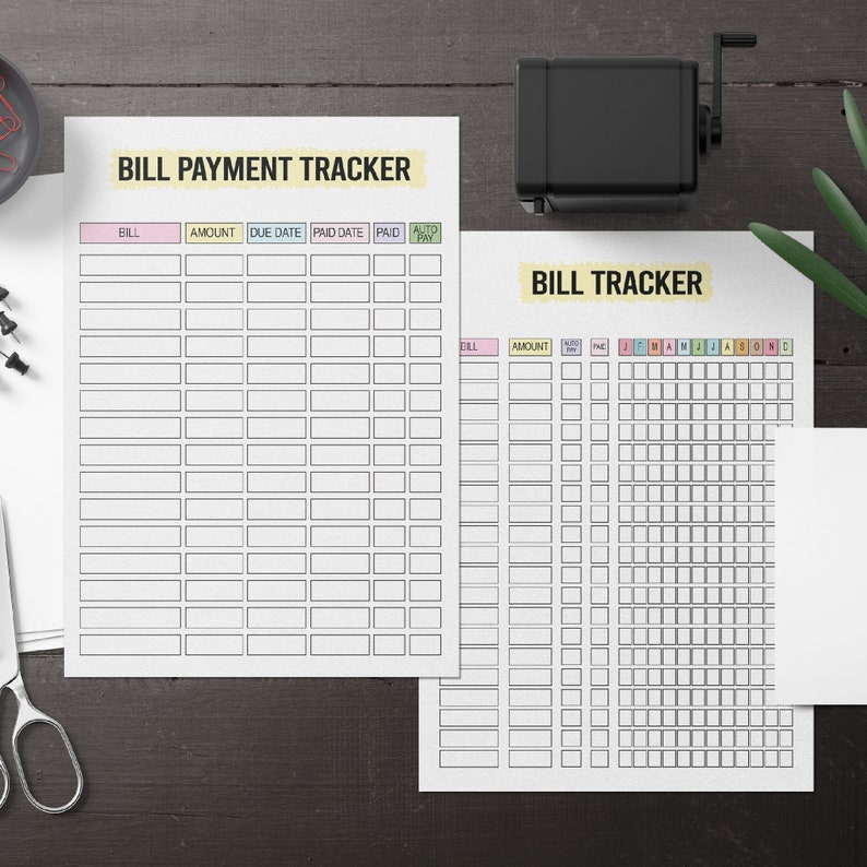 Editable Bill Tracker Bill Tracker Printable Printable Bill Organizer ...