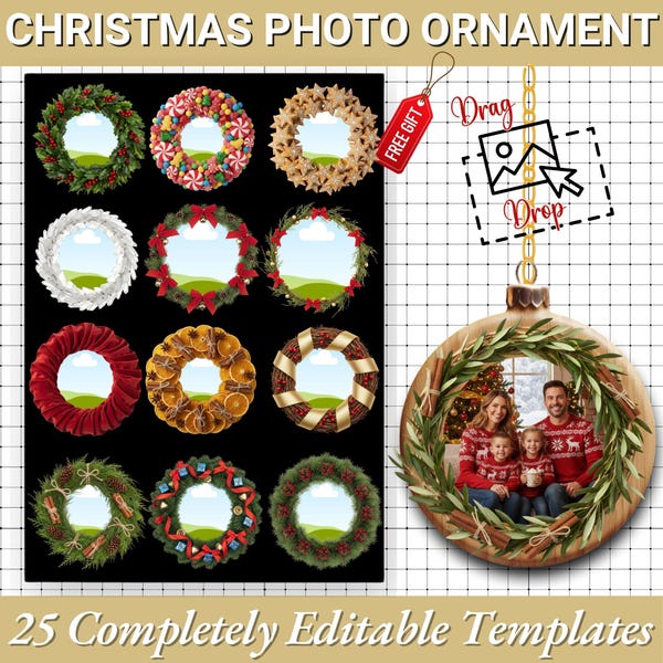 Christmas Wreath Picture Frame - Etsy