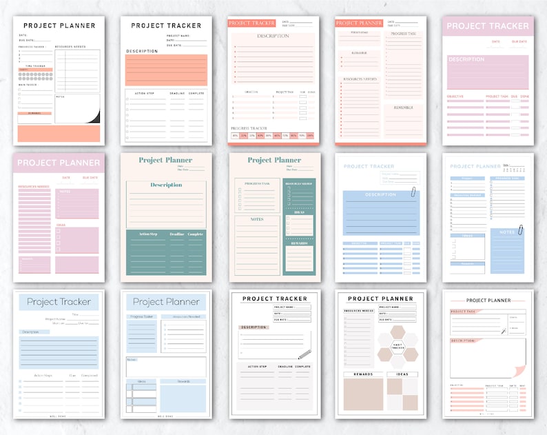 Project Planner Printable: Productivity & Task Tracker (A4, A5, US ...