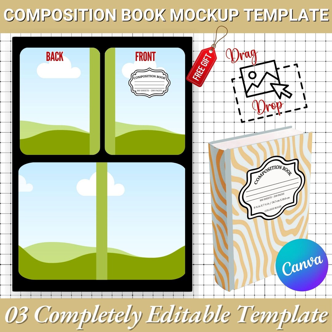 Editable Composition Book Mockup: Canva Template (digital Download) - Etsy