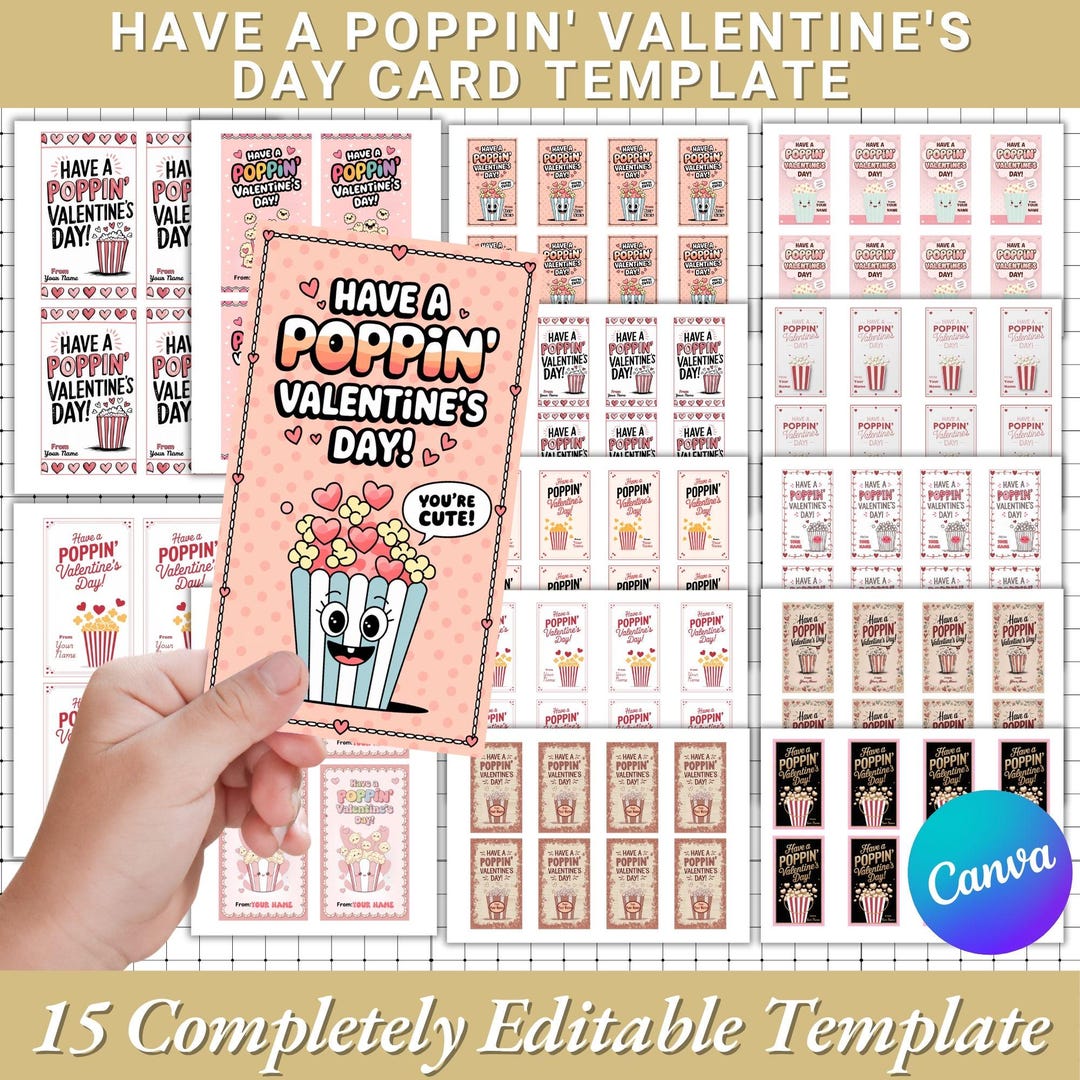 Have a Poppin' Valentine's Day Card Template |editable + Printable ...