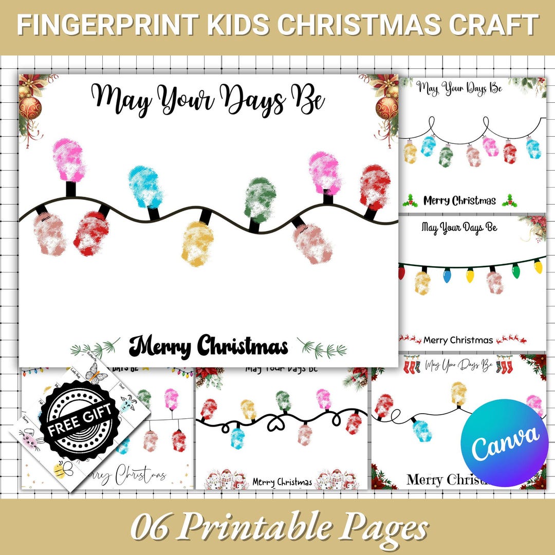 Fingerprint Kids Christmas Craft Page |printable Christmas Activity ...