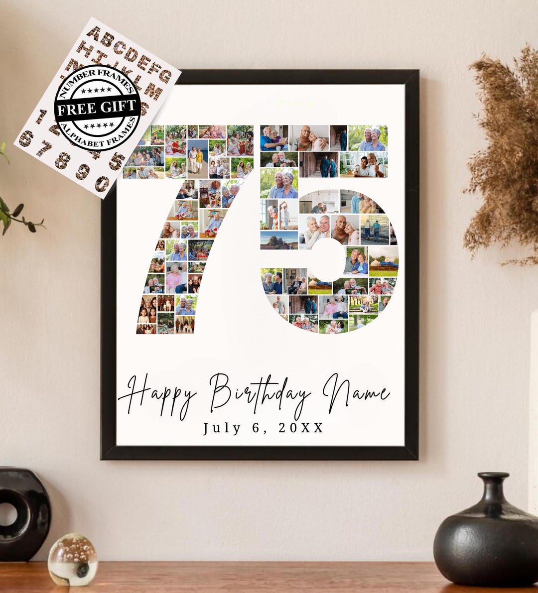 75th Birthday Photo Collage Gift: Canva Template (digital Download) - Etsy