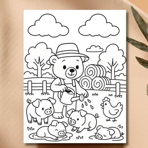 Kawaii Animal Coloring Pages: Kids Printable Activity (canva Template ...