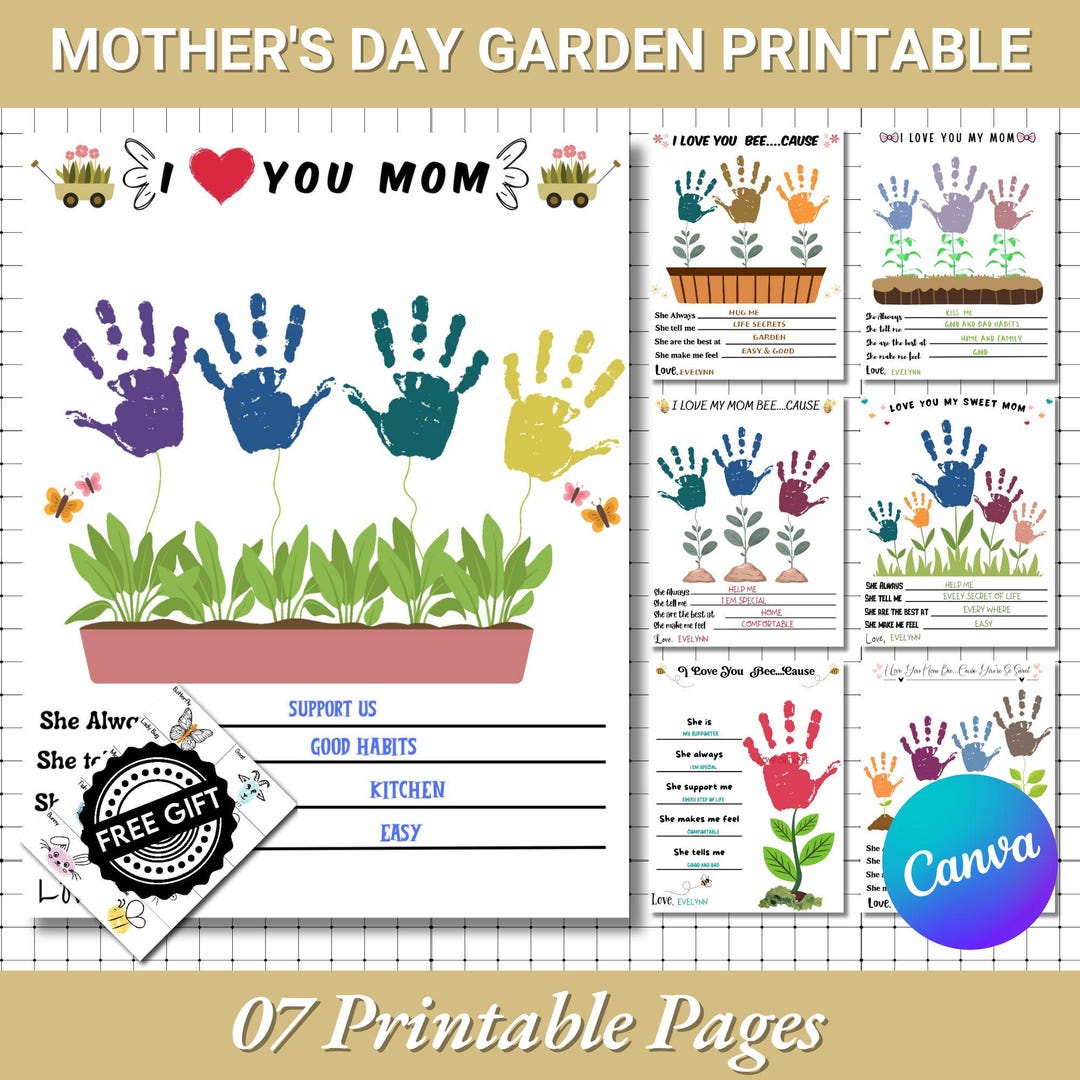 Mothers Day Handprint Garden Printable | Handprint Flowers Bouquet ...