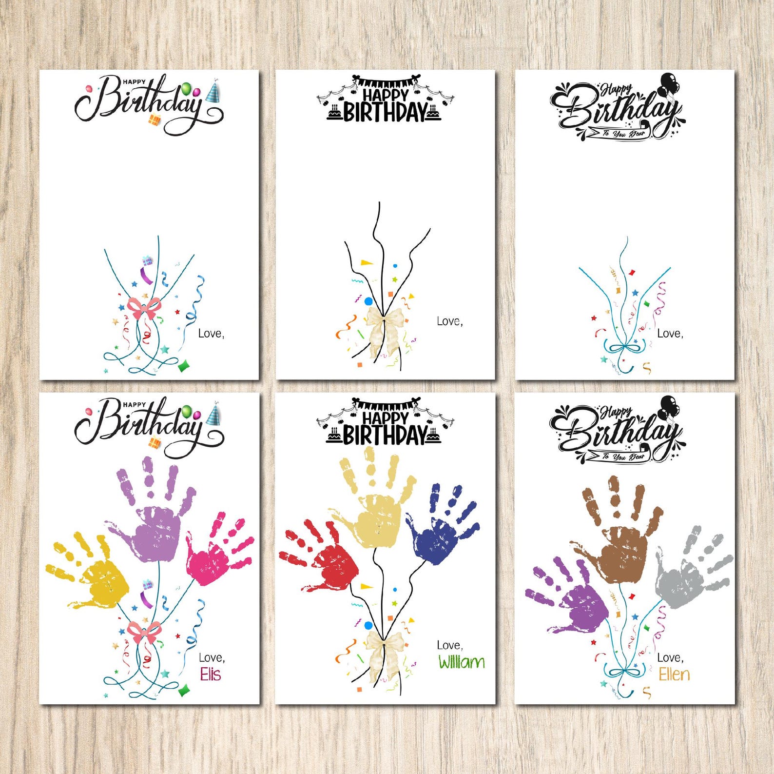 Handprint Balloons Birthday Card: Kids Keepsake Art (PDF) - Etsy