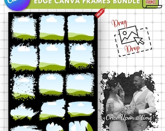 Incredible Bleach Effect Distressed Edge Canva Frames - Drag & Drop Photo - Editable Template ...