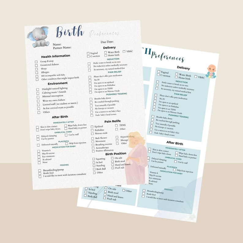 10 Birth Plan Template Bundle Visual Birth Plan Birth Chart Editable ...