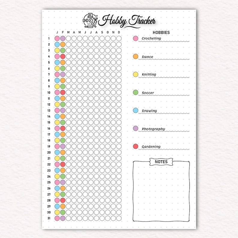 Hobby Tracker: A4 Printable Journal Page (PDF) - Etsy
