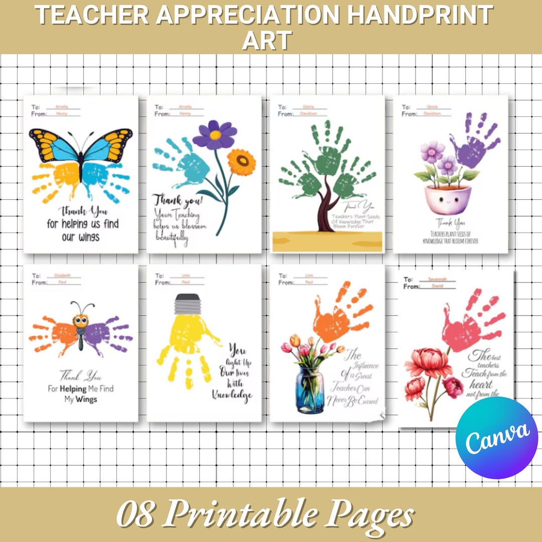 Teacher Appreciation Handprint Art: DIY Gift From Students (PDF) - Etsy