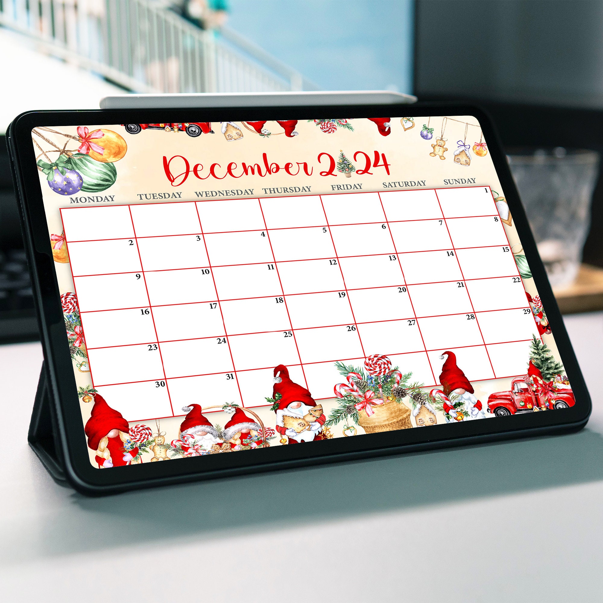 Editable December 2024 Calendar: Printable Monthly Planner (PDF & JPEG ...