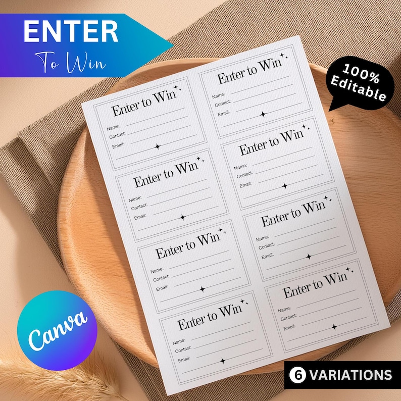 Editable Raffle Ticket Template: Printable Enter to Win Design (canva ...