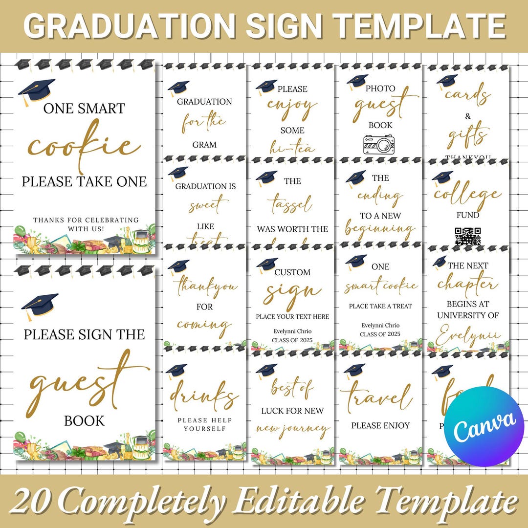 Graduation Sign Template |editable + Printable Canva Template |custom ...