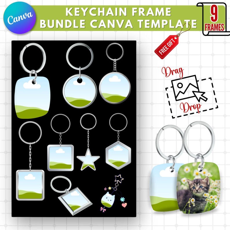 DIY Keychain Template: Editable Canva Design (digital Download) - Etsy