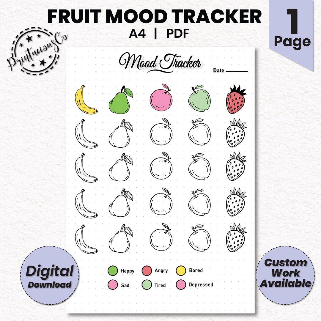 Fruit Mood Tracker: Printable Daily Journal (A4 PDF) - Etsy