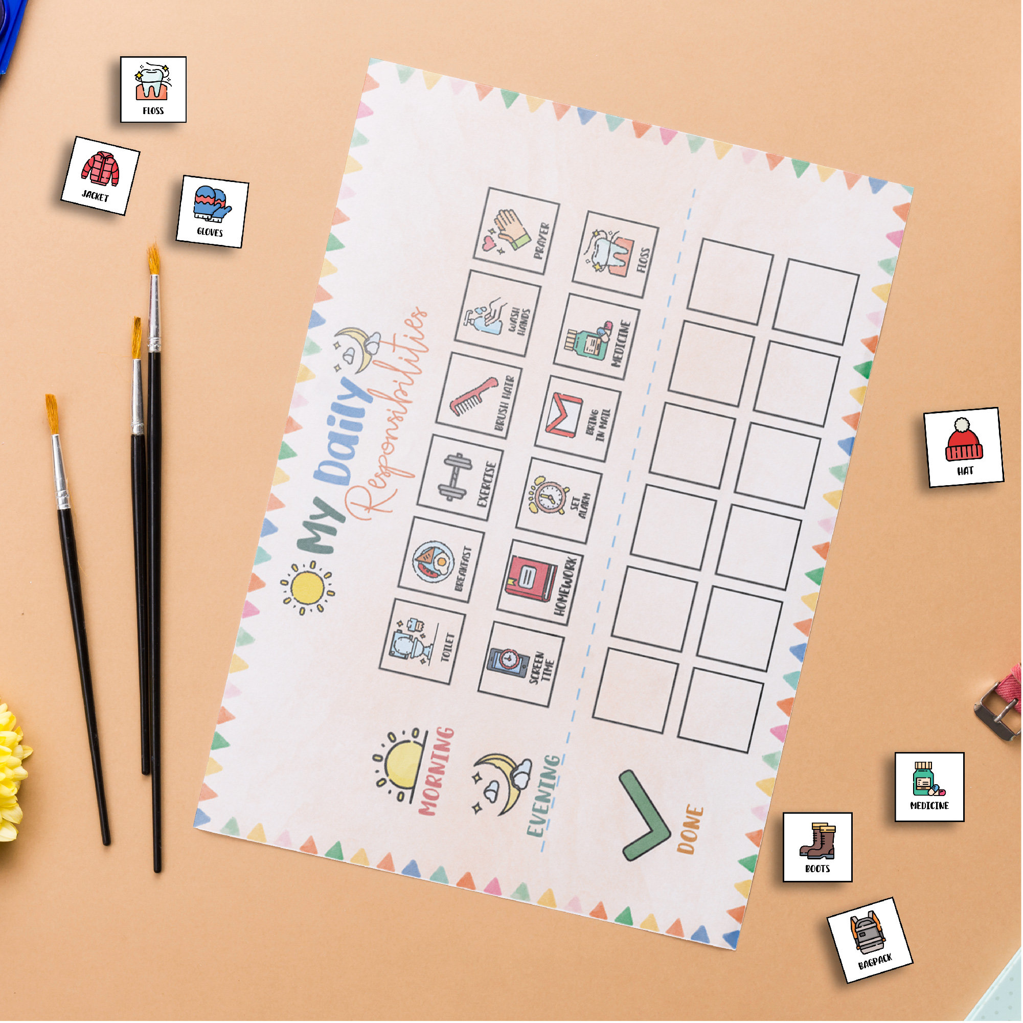 Kids Daily Responsibilities Printable Daily Tasks Printable Full Day ...