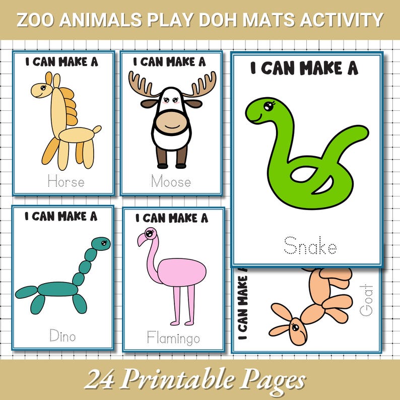 Zoo Animals Play Dough Mats: Fine Motor Skills Activity (PDF) - Etsy