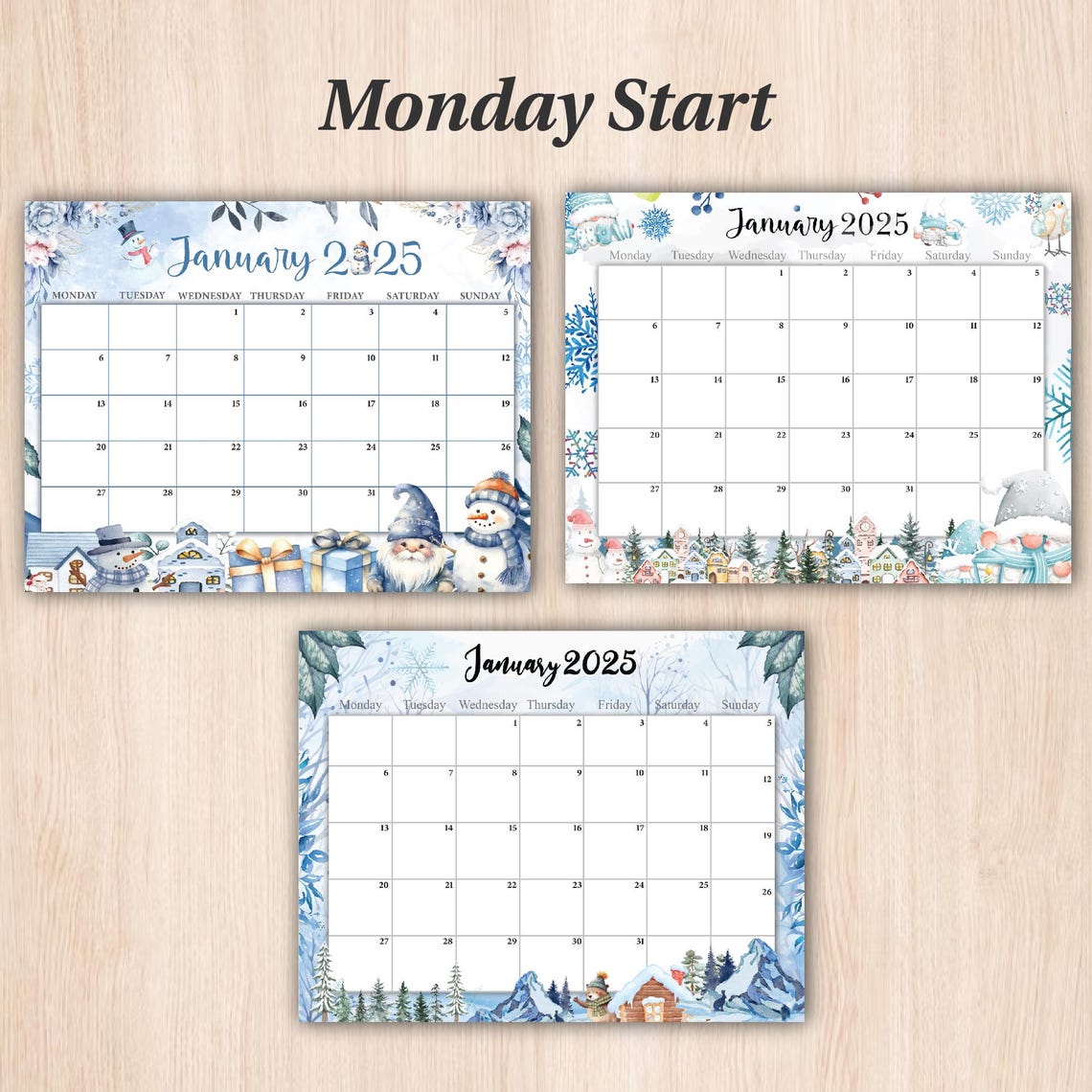 Editable January 2025 Calendar: Printable Monthly Planner (digital ...
