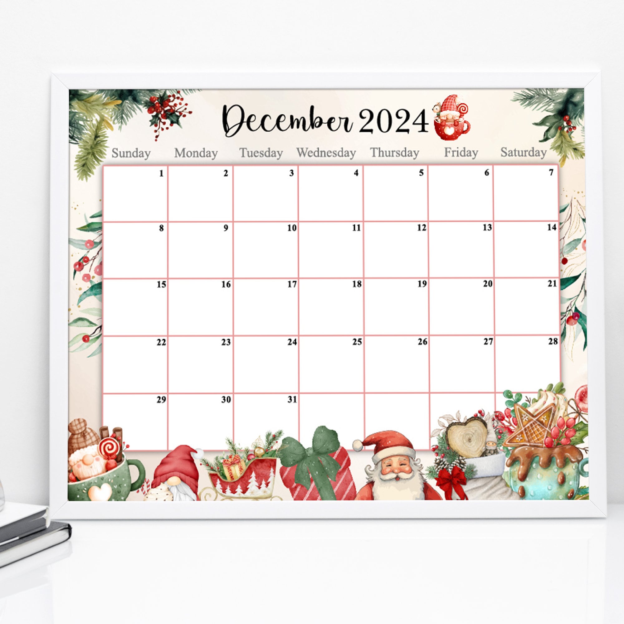 December 2024 Calendar: Editable Printable Wall Planner (PDF) - Etsy