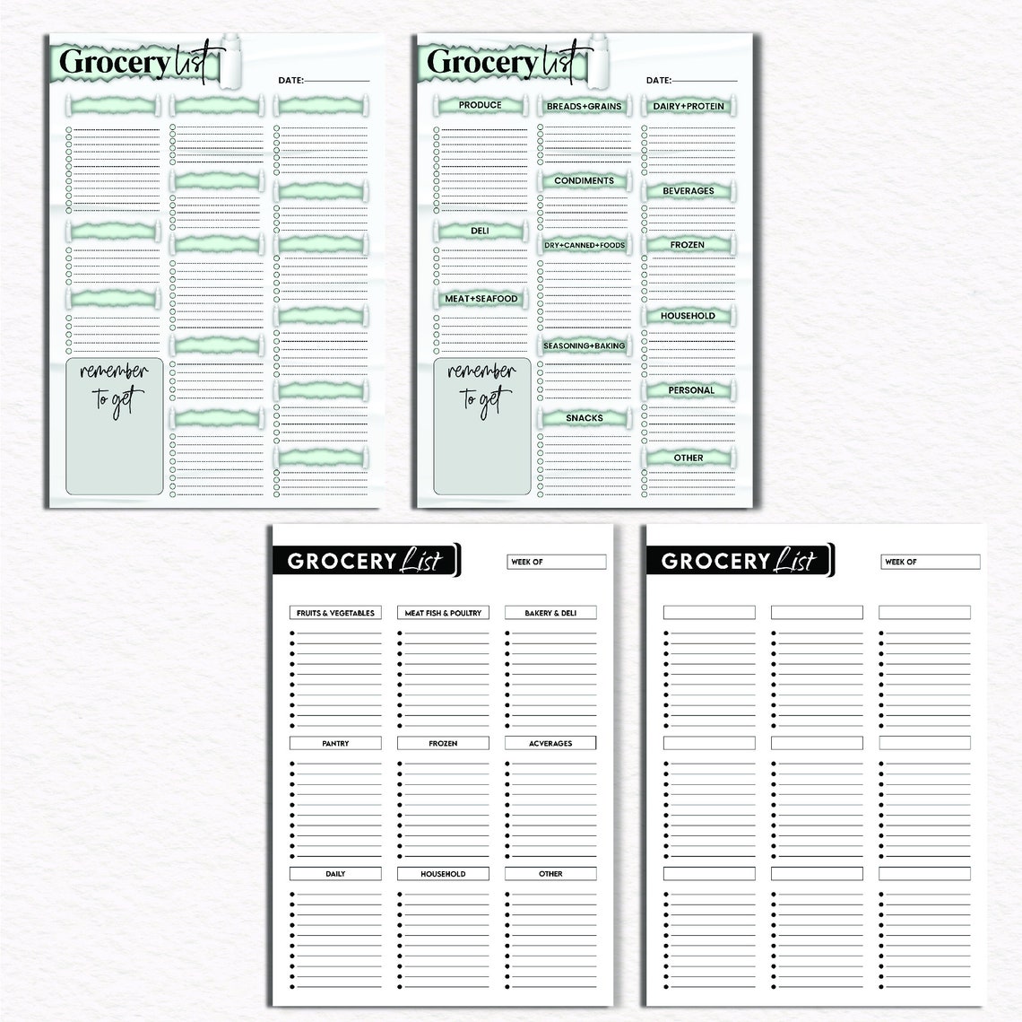 Grocery List Printable Food Shopping List Grocery Planner Food Planner ...