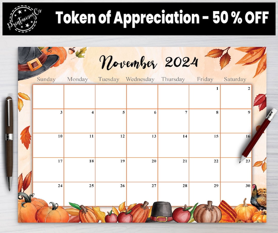 Editable November 2024 Calendar | Printable Wall Calendar 2024 ...
