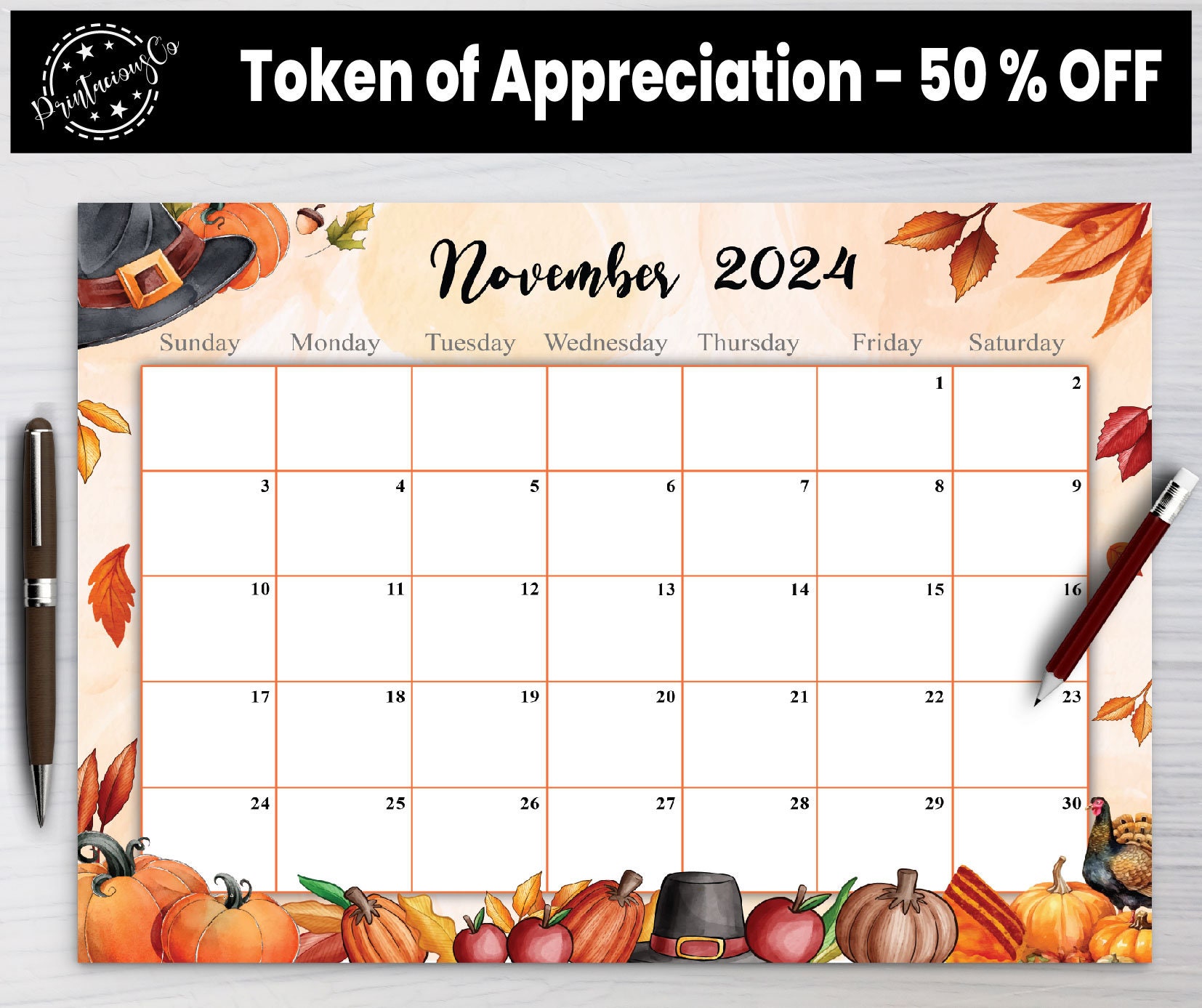 Editable November 2024 Calendar Printable Wall Calendar 2024 Fillable ...