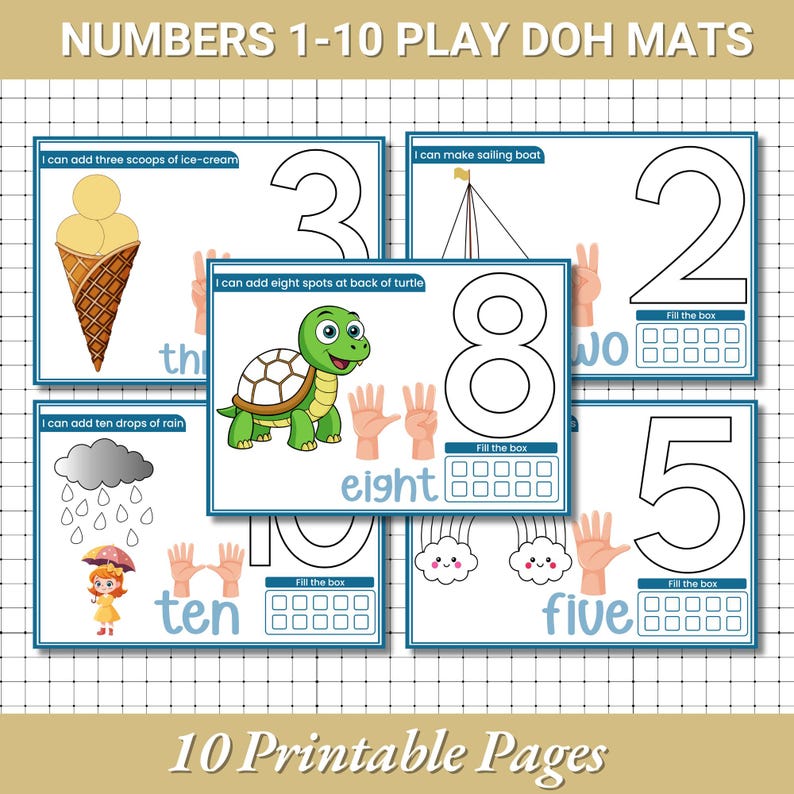 Numbers 1-10 Play Doh Mats: Fine Motor Skills Activity (printable PDF ...