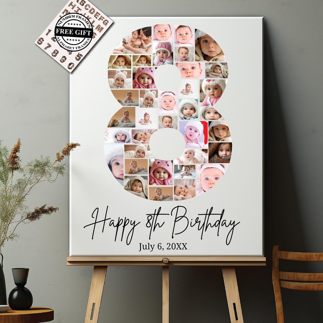 8th Birthday Photo Collage Template Editable 8th Welcome Sign Template ...