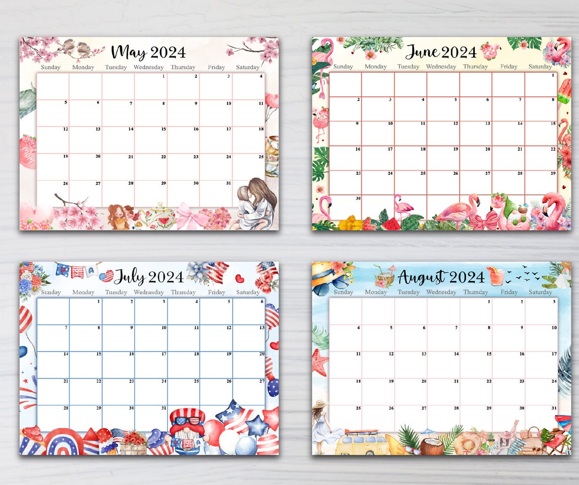 Editable 2024 Wall Calendar Bundle: Monthly Planner (digital Download ...