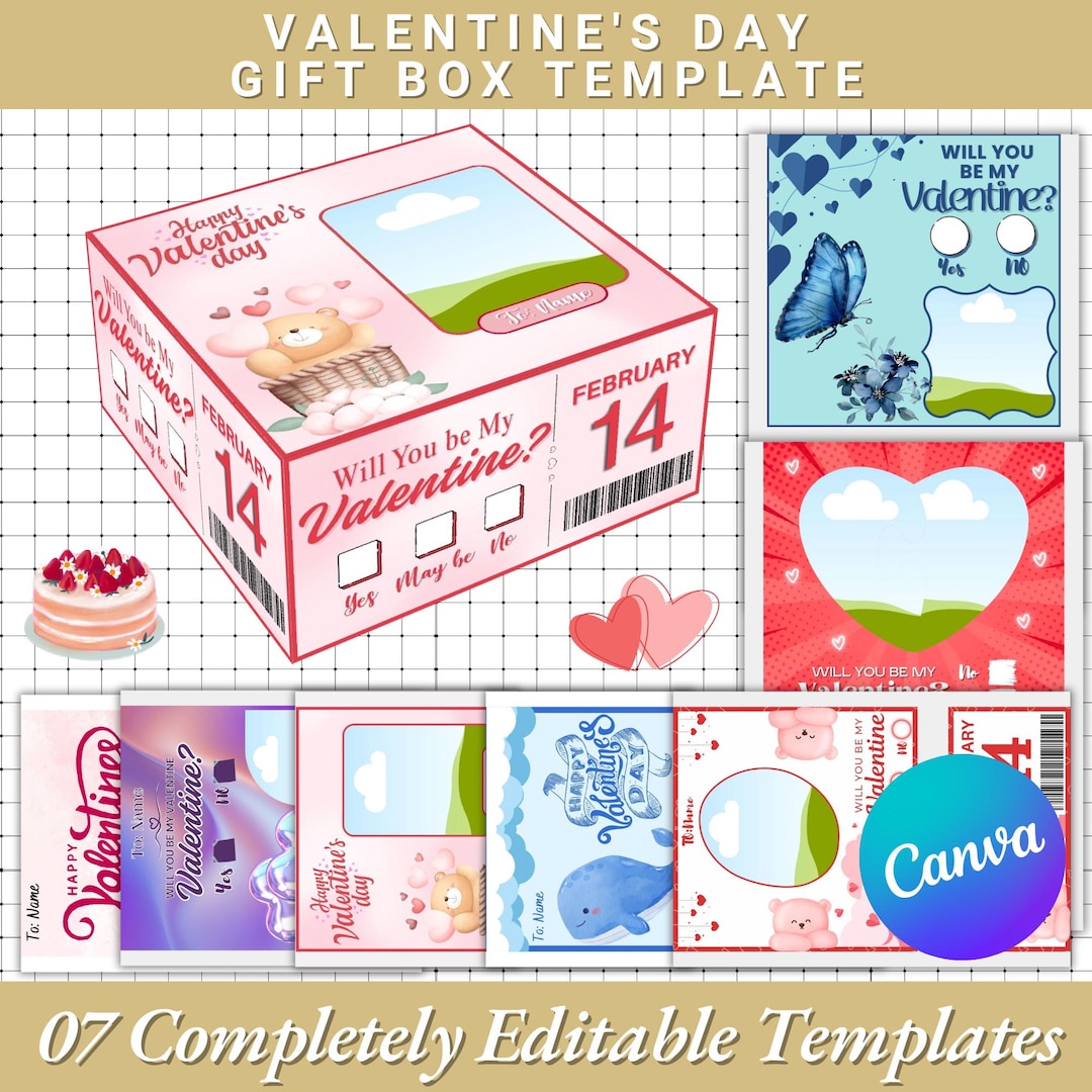 Valentine's Day Gift Box Canva Template | Editable Love Box (digital ...
