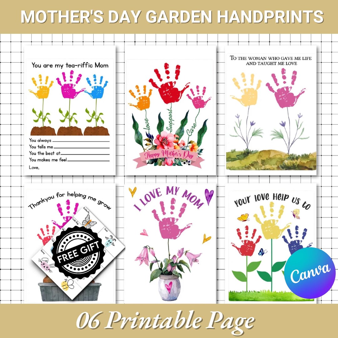 Mother's Day Handprint Garden Art: DIY Craft Card (PDF & JPG) - Etsy