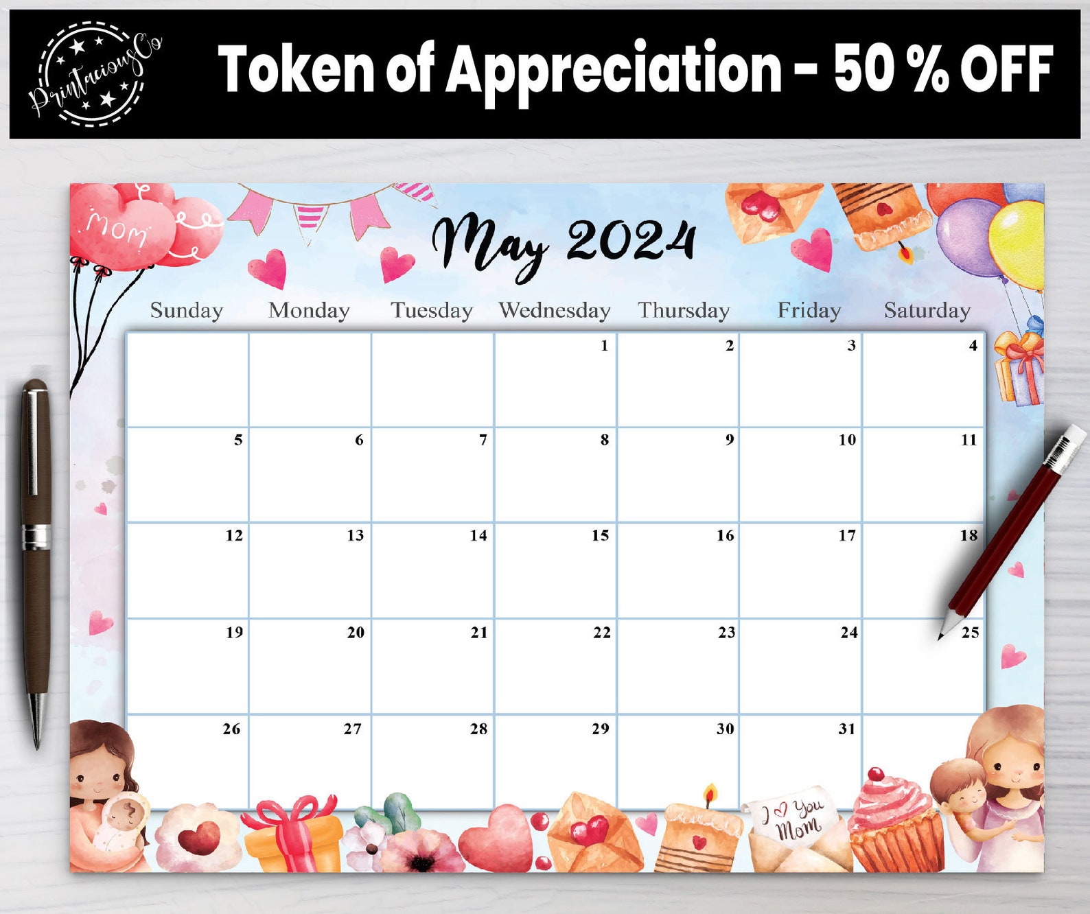 Editable May 2024 Calendar Printable Wall Calendar 2024 Fillable ...