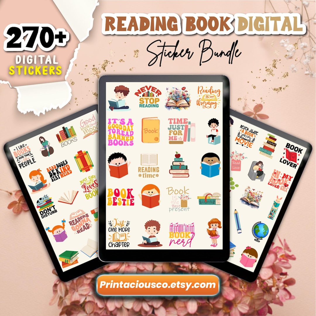 270+ Book Lover Digital Stickers | Book Sticker Bundle | Book Stickers ...