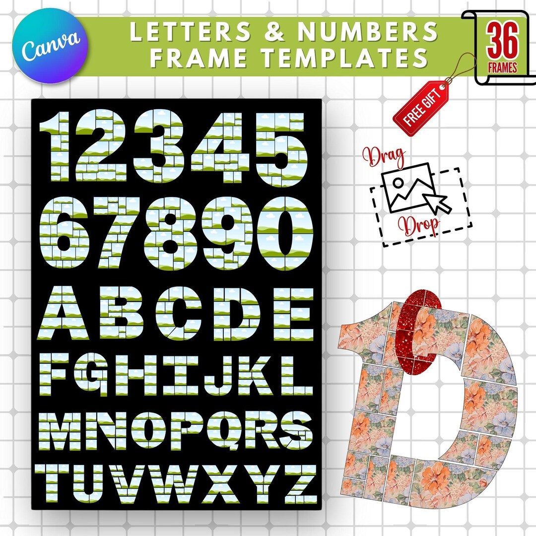 Canva Photo Collage Letters & Numbers: A-Z Birthday Template (digital ...