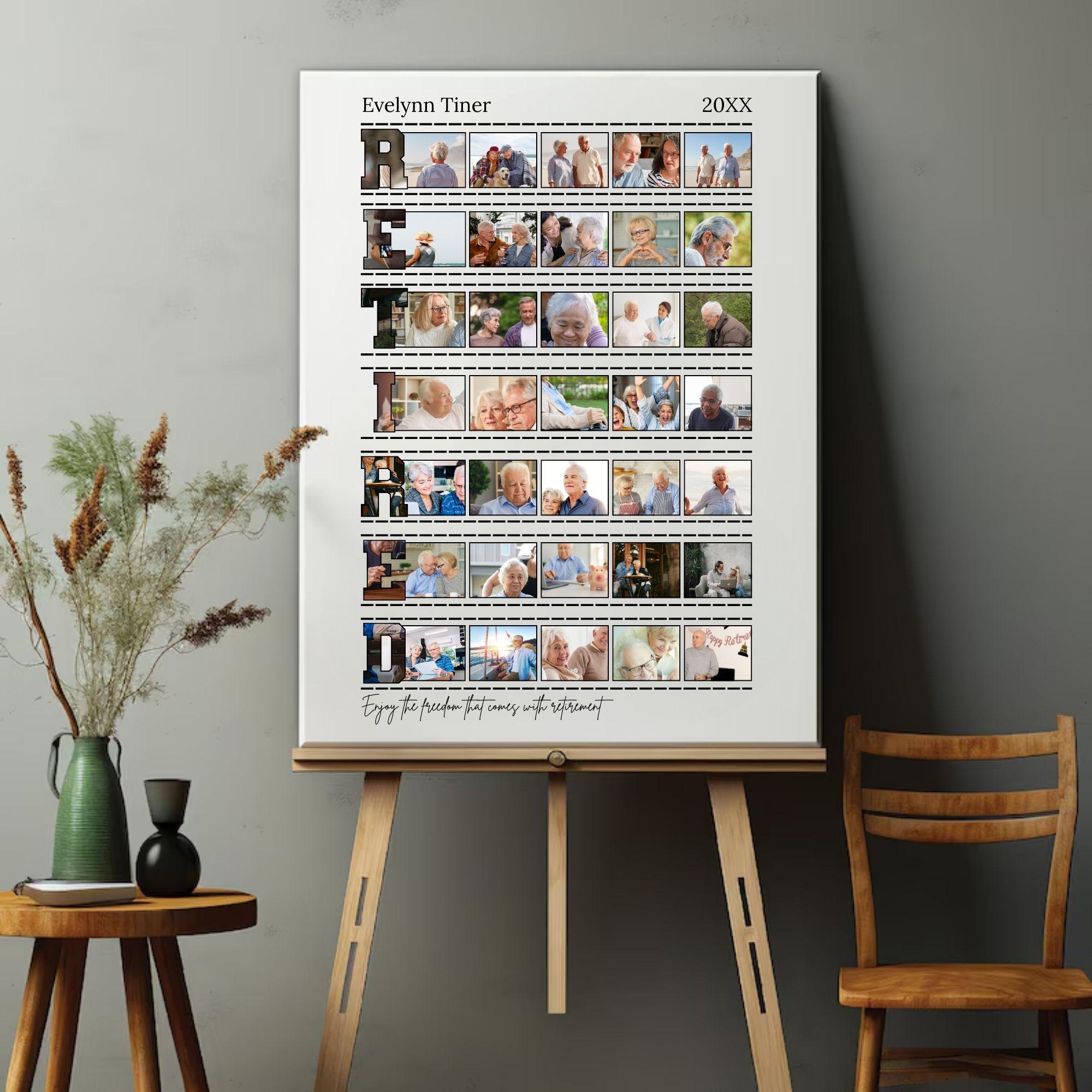Retirement Photo Collage Template: Editable Canva Gift (printable) - Etsy