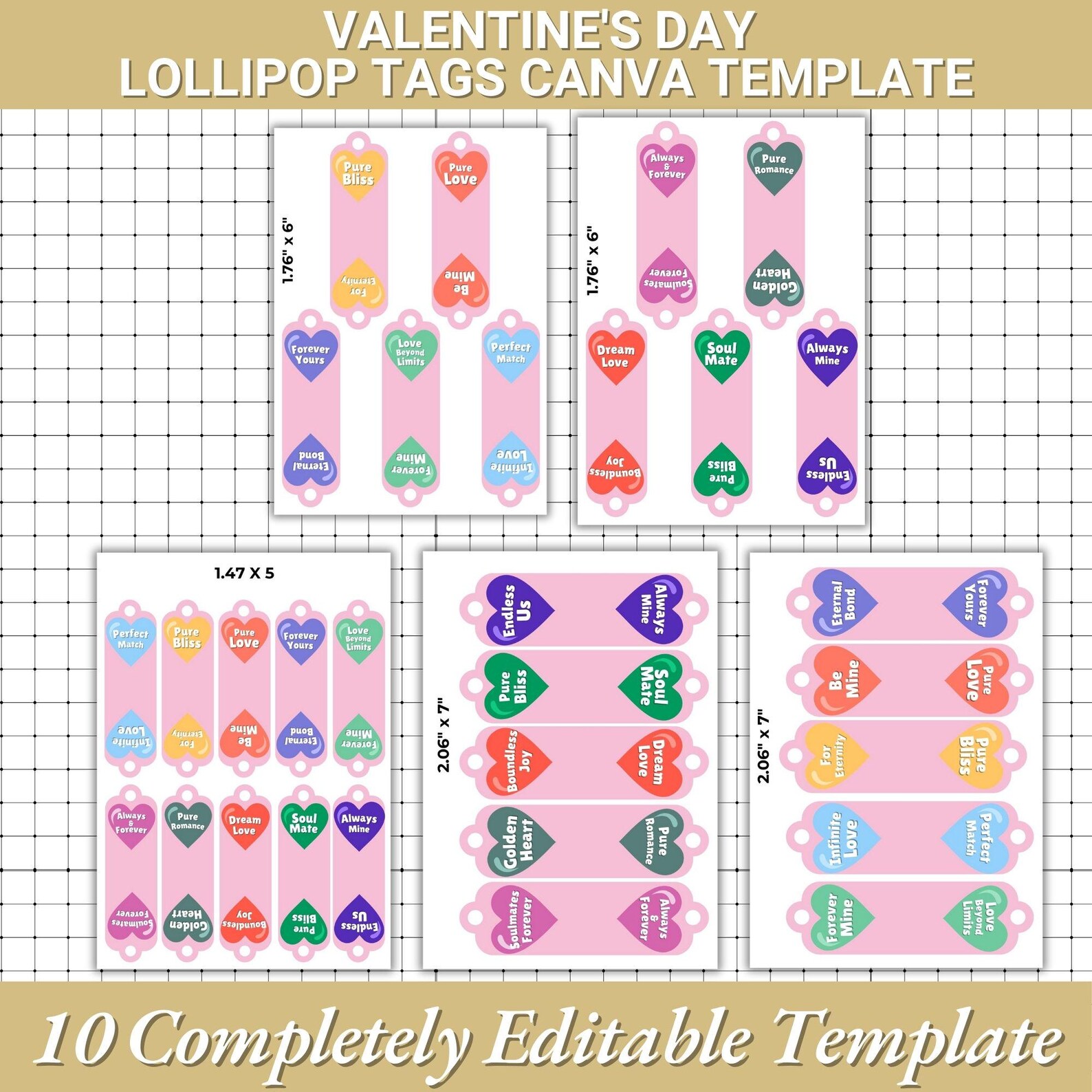 Valentine's Day Lollipop Tags: DIY Canva Template (digital Download) - Etsy