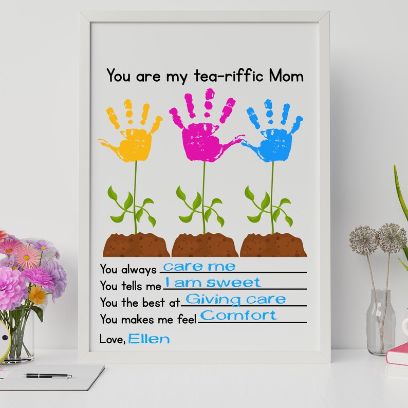 Mothers Day Handprint Garden Printable Handprint Flowers Bouquet Memory ...
