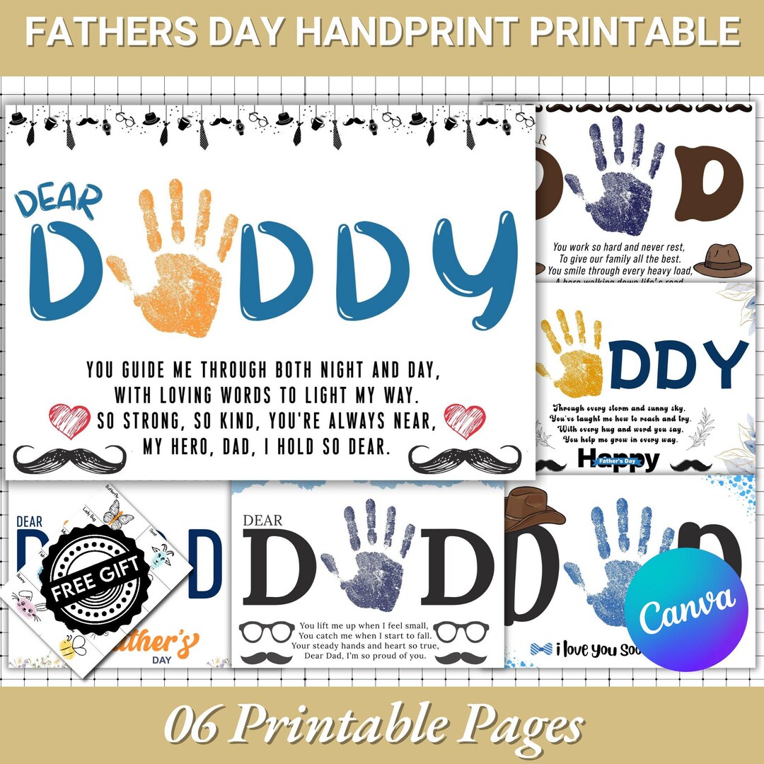 Father's Day Handprint Art: DIY Gift From Kids (canva Template) - Etsy