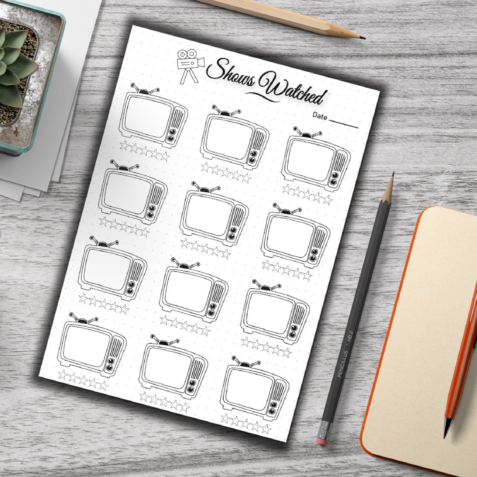 Shows Watched Tracker: Printable A4 Journal (PDF) - Etsy