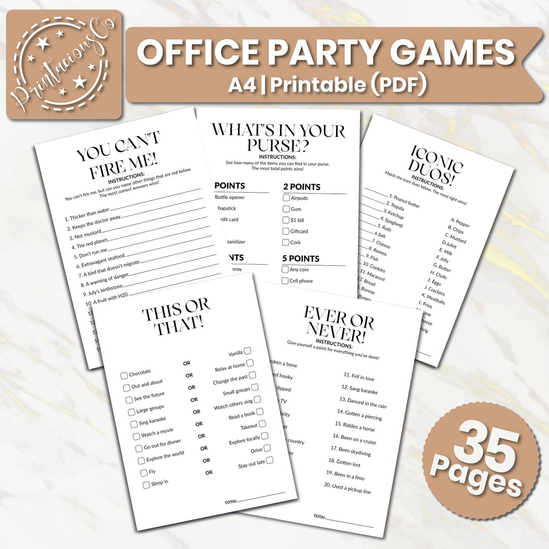 Editable Office Party Games | Team Building Games | Co-workers Get to ...